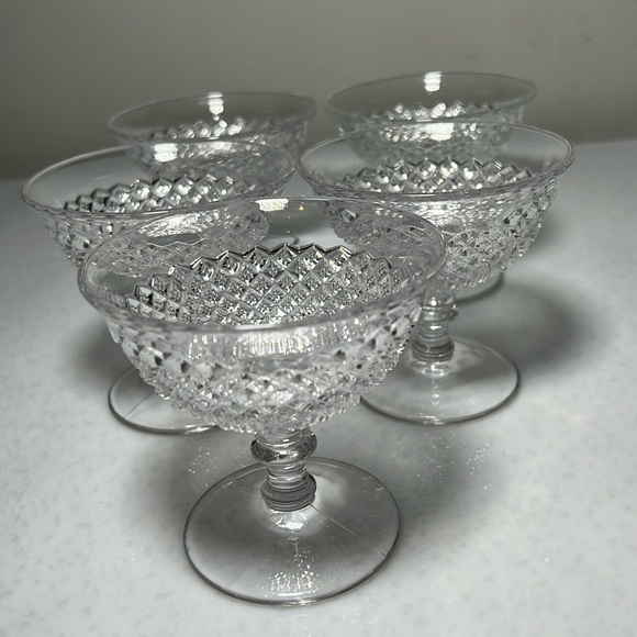 Accents | Vintage Diamond Pattern Stemwaredesert Dishes Set 5 | Poshmark